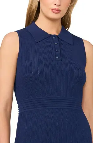 Ted Baker London Harley Rib Pointelle Polo Midi Dress - Deep Night