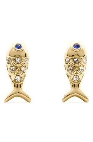 Kate Spade New York Gold-tone Crystal Fish Stud Earrings - Clear Multi
