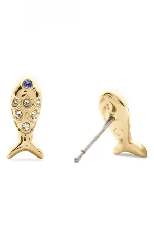 Kate Spade New York Gold-tone Crystal Fish Stud Earrings