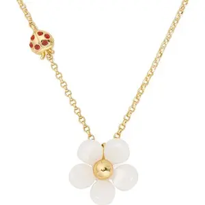 Kate Spade New York Summer Daze Ladybug And Flower Pendant Necklace - White.