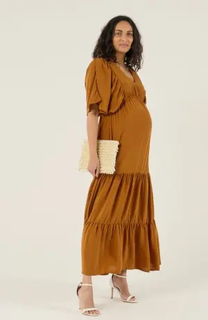 CACHE COEUR Claudette Maternity Maxi Dress - Camel