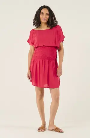 CACHE COEUR Carmen Smocked Mini Dress - Raspberry