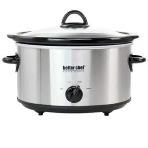 BETTER CHEF 4 Quart Oval Stainless Steel Slow Cooker With Removable Stoneware Crock - Silver