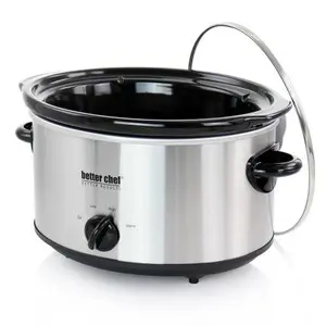 BETTER CHEF 4 Quart Oval Stainless Steel Slow Cooker With Removable Stoneware Crock