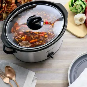 BETTER CHEF 4 Quart Oval Stainless Steel Slow Cooker With Removable Stoneware Crock