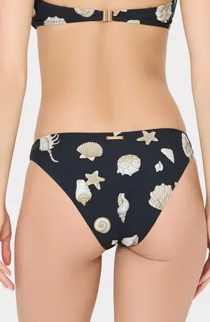 MILLY Margot Seashell Bikini Bottoms - Black/white