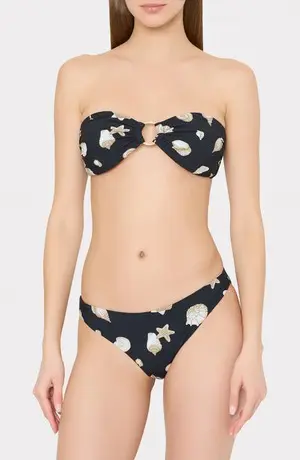 MILLY Margot Seashell Bikini Bottoms - Black/white