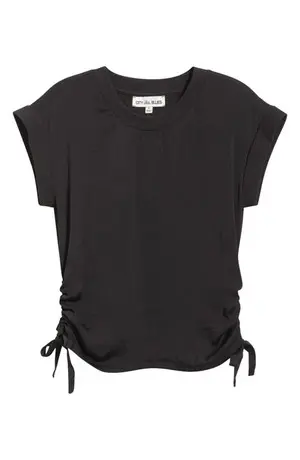 CITY BLUES Mixed Media Drawstring T-shirt - Black