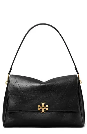 Tory Burch Large Charlie Leather Shoulder Bag - Black
