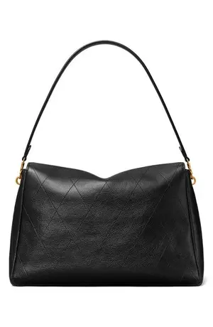 Tory Burch Large Charlie Leather Shoulder Bag - Black