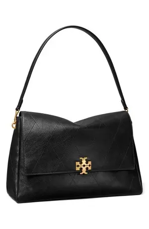 Tory Burch Large Charlie Leather Shoulder Bag - Black
