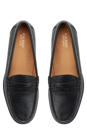 G.H.BASS Berkeley Penny Loafer - Tumbled Open Black