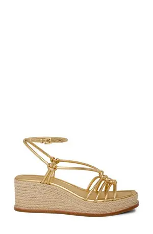 Paige Julian Espadrille Ankle Strap Platform Wedge Sandal - Gold