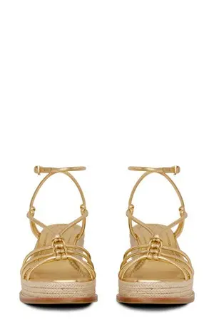 Paige Julian Espadrille Ankle Strap Platform Wedge Sandal - Gold