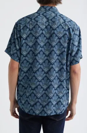 Nn07 Deon 50055 Abstract Print Short Sleeve Button-up Shirt