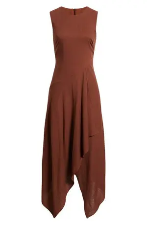 Vince Camuto Sleeveless Linen Midi Dress With Handkerchief Hem