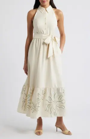 Vince Camuto Sleeveless Embroidered Shirtdress