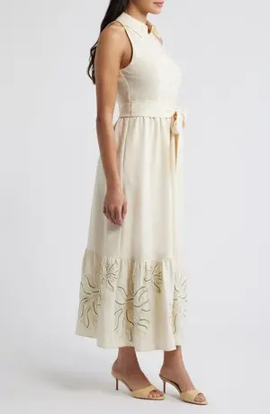Vince Camuto Sleeveless Embroidered Shirtdress