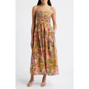 Vince Camuto Pleated Cotton Poplin Maxi Sundress