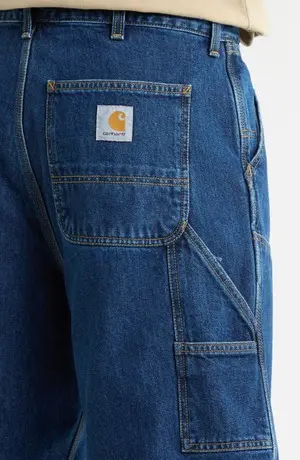 Carhartt Work In Progress Double Knee Denim Shorts - Blue (stone)