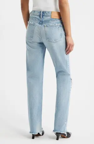 Moussy Vintage Odessa Ripped Ankle Straight Leg Jeans