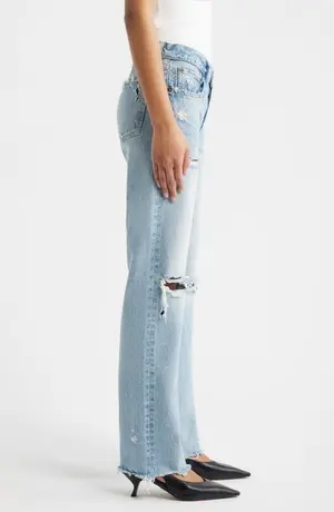 Moussy Vintage Odessa Ripped Ankle Straight Leg Jeans