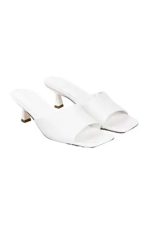 Sandro Metallic Leather Heeled Mules - White