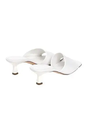Sandro Metallic Leather Heeled Mules - White