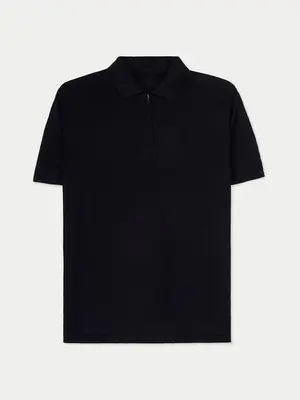 Gobi Cashmere Cashmere Silk Half-zip Polo Top - Black