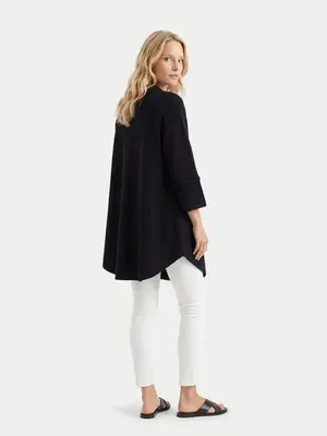 Gobi Cashmere Button-front Poncho - Black