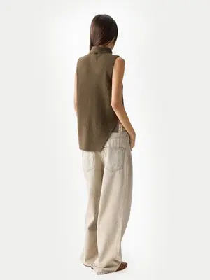 Gobi Cashmere Sleeveless High Neck Knitted Vest