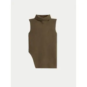 Gobi Cashmere Sleeveless High Neck Knitted Vest