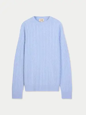 Gobi Cashmere Cable-knit Crewneck Sweater - Light-blue
