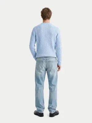 Gobi Cashmere Cable-knit Crewneck Sweater - Light-blue