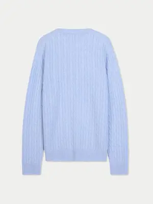 Gobi Cashmere Cable-knit Crewneck Sweater - Light-blue