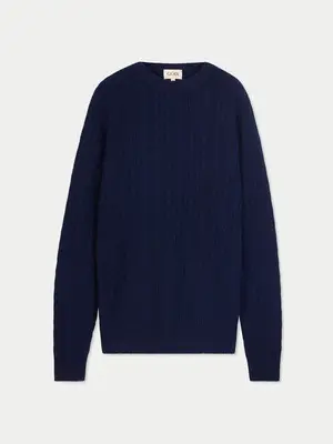 Gobi Cashmere Cable-knit Crewneck Sweater - Navy