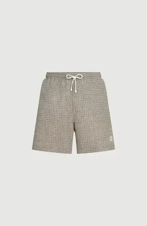 Brunello Cucinelli Printed Swim Trunks With Drawstring Waist - Brown
