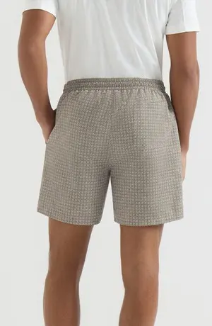 Brunello Cucinelli Printed Swim Trunks With Drawstring Waist - Brown