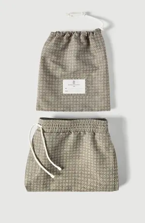 Brunello Cucinelli Printed Swim Trunks With Drawstring Waist - Brown