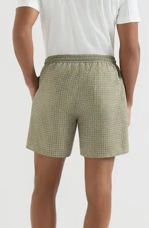 Brunello Cucinelli Printed Swim Trunks With Drawstring Waist - Sage