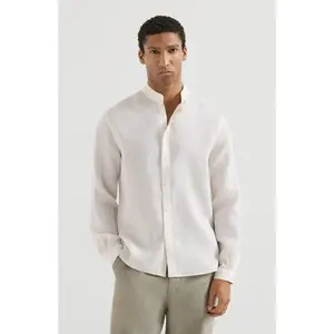 Brunello Cucinelli Linen Shirt With Mandarin Collar
