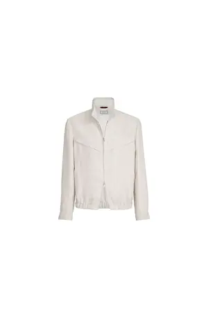 Brunello Cucinelli Chalk Stripe Chevron Zip-up Jacket - Shell