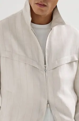 Brunello Cucinelli Chalk Stripe Chevron Zip-up Jacket - Shell