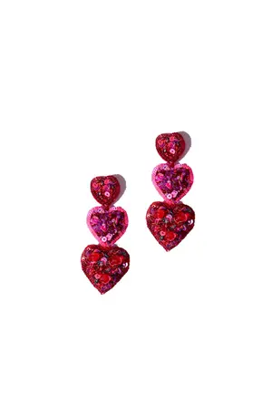 SIMITRI Dil Earrings Beaded Heart Dangle Earrings - Red