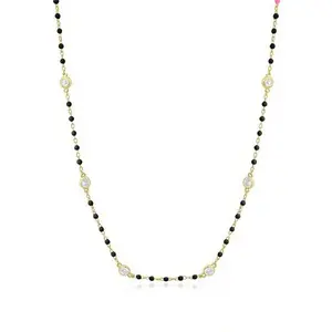 THE LOVERY FINE JEWELRY Gold-plated Sterling Silver Beaded Chain Necklace With Cubic Zirconia And Enamel - Black