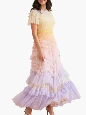 NEEDLE & THREAD Short Sleeve Ombre Gown