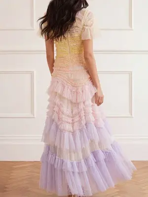 NEEDLE & THREAD Short Sleeve Ombre Gown
