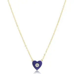 THE LOVERY FINE JEWELRY Gold-plated Sterling Silver Heart And Cubic Zirconia Necklace - Lapis