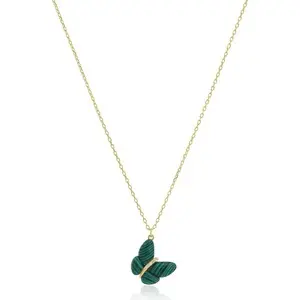 THE LOVERY FINE JEWELRY Asymmetrical Butterfly Necklace - Malachite