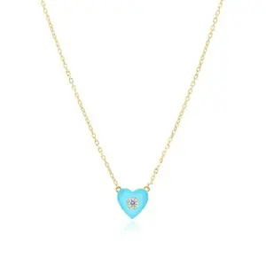 THE LOVERY Fine Jewelry Heart Necklace - Turquoise